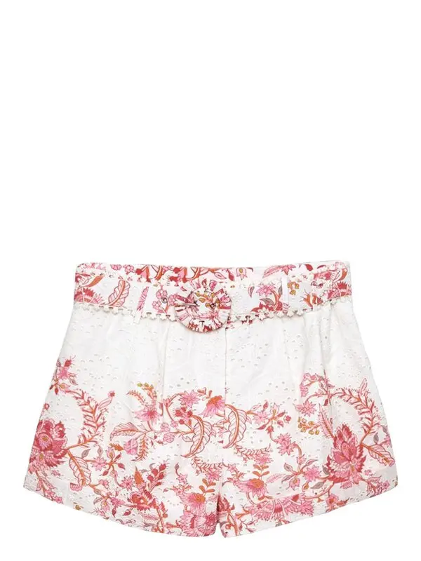 Hemant & Nandita Broderie Anglaise Floral Shorts - White