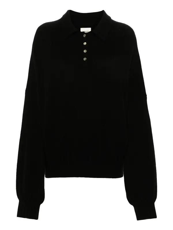 Khaite Rene Cashmere Blend Polo Jumper - Black