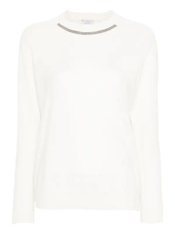 Brunello Cucinelli Monili-chain Knitted Jumper - White