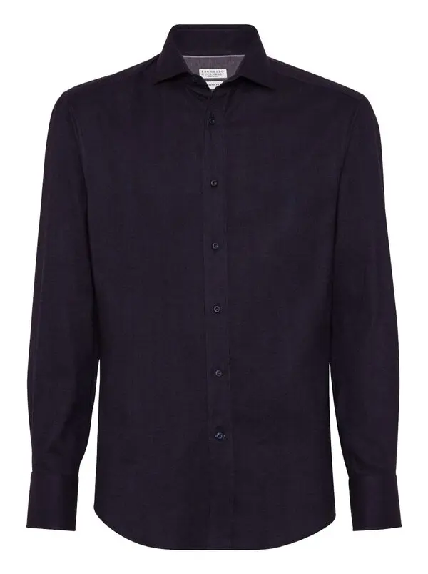 Brunello Cucinelli Cotton-lyocell Blend Shirt - Blue
