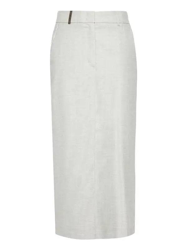 Peserico Bead-embellished Midi Skirt - Grey