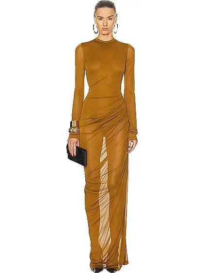 Saint Laurent Voile Jersey Gown - Cumin
