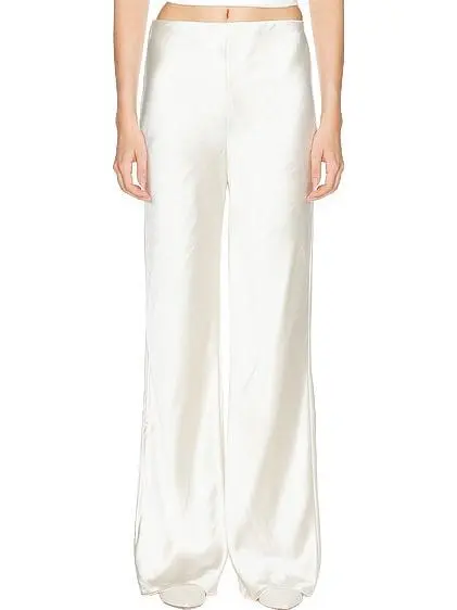 L'academie Etienne Wide Leg Satin Pants - Ivory