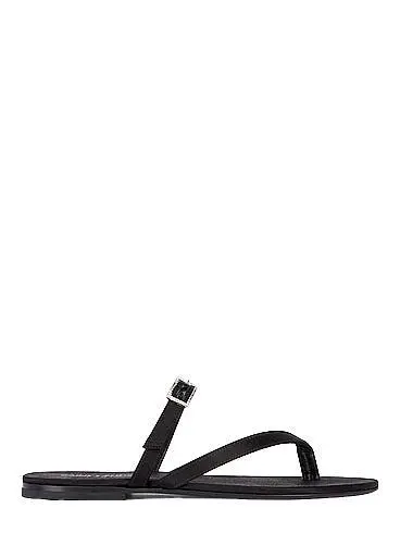 Saint Laurent Laszlo Flat Slide Sandals - Noir