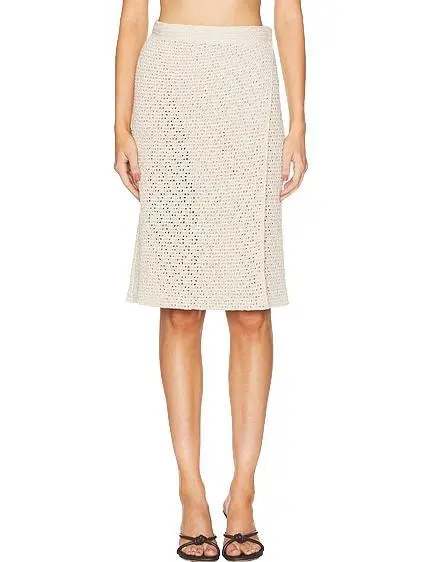 Bottega Veneta Open Knit Midi Skirt - Bone & Cloud
