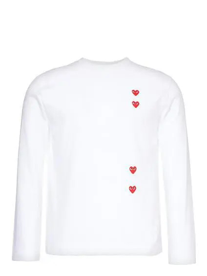 Play Comme Des Garcon Vertical Heart-print Cotton-jersey T-shirt - White