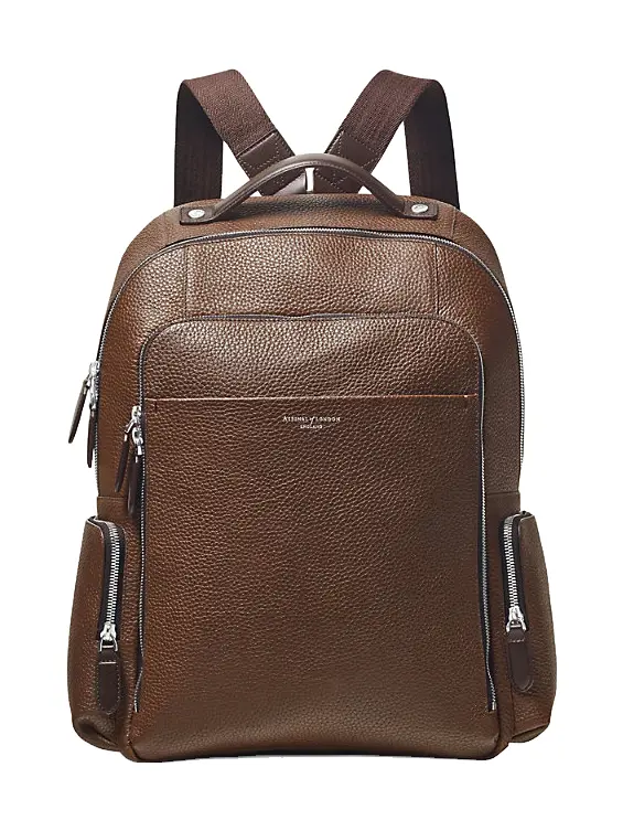 ASPINAL OF LONDON Reporter Grained-leather Backpack - Tobacco