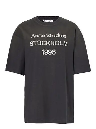 Acne Studios Logo-print Oversized T-shirt - Faded Black