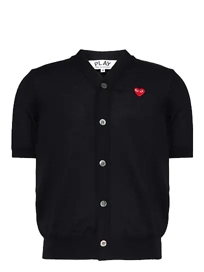 Play Comme Des Garcon Comme Des Garçons Play Logo-patch Wool Polo Shirt - Black