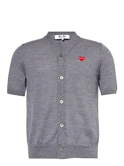 Play Comme Des Garcon Comme Des Garçons Play Logo-patch Wool Polo Shirt - Grey