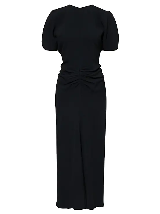 Victoria Beckham Slim-fit Ruched Stretch-woven Maxi Dress - Black