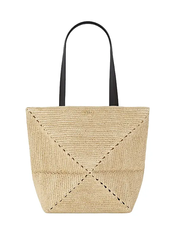 Loewe X Paula's Ibiza Puzzle Fold Medium Raffia Tote Bag - Natural