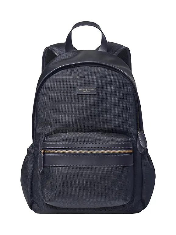 ASPINAL OF LONDON Logo-embellished Woven Backpack - Navy