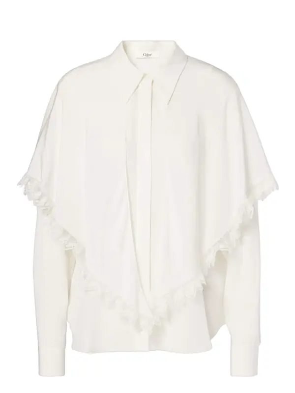 Chloé Knotted Heritage Silk Crêpe De Chine Blouse - White