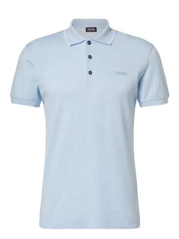 Zegna Cotton-blend Polo Shirt - Blue