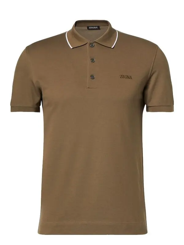 Zegna Cotton-blend Polo Shirt - Green