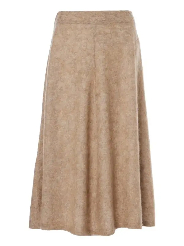 Brunello Cucinelli Wool And Cashmere-blend Midi Skirt - Brown