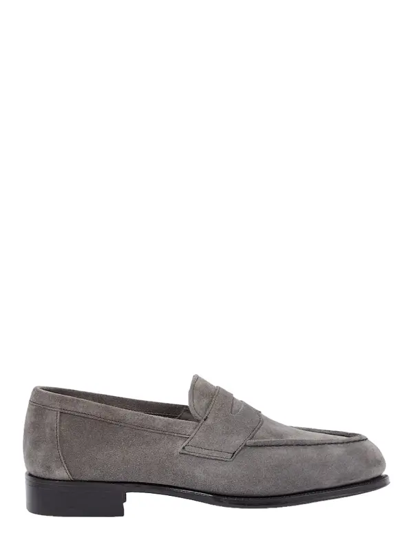 George Cleverley Cannes Suede Penny Loafers - Grey