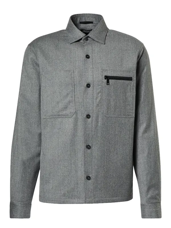 Zegna Padded Wool Mélange Overshirt - Grey