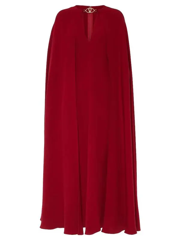 Valentino Garavani Cady Couture Caped Silk Gown - Red