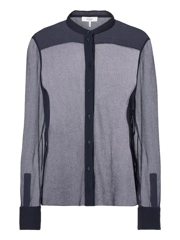 Chloé Silk Chiffon Shirt - Blue