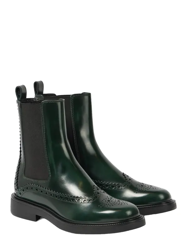 TOD'S Leather Chelsea Boots - Green