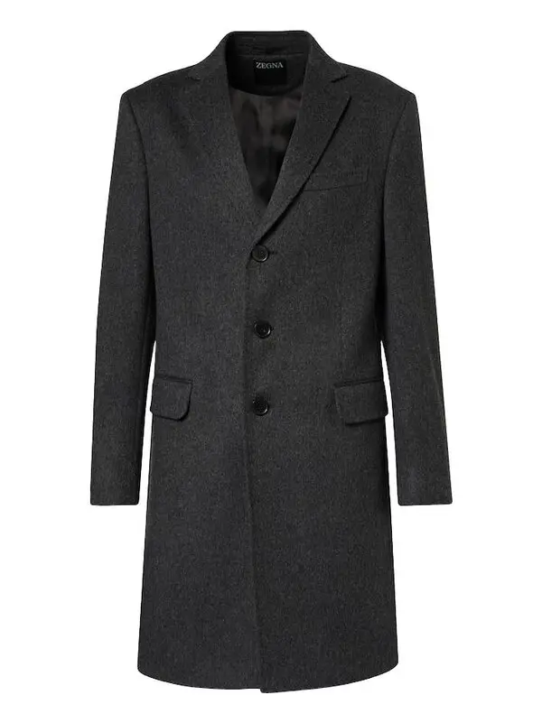 Zegna Wool And Cashmere-blend Overcoat - Grey