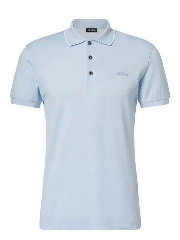 Zegna Cotton-blend Polo Shirt - Blue