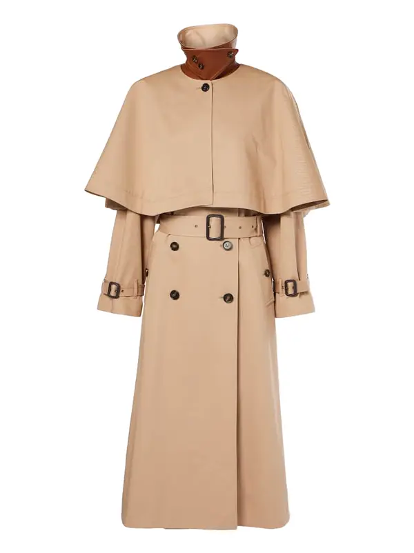 Chloé Caped Cotton Gabardine Trench Coat - Brown