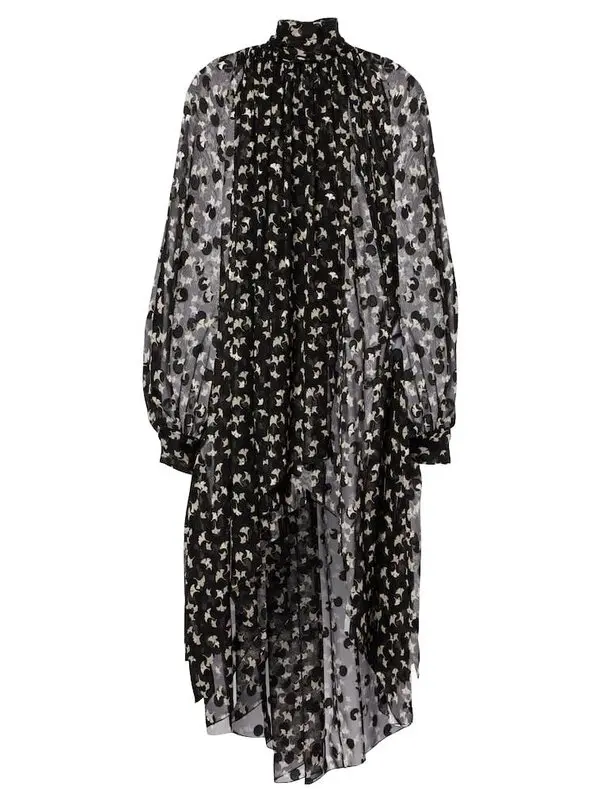 Chloé Floral Silk Chiffon Midi Dress - Black