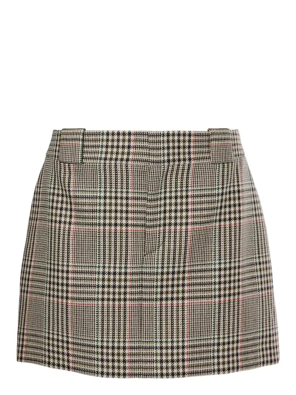 Chloé Checked Wool Miniskirt - Grey