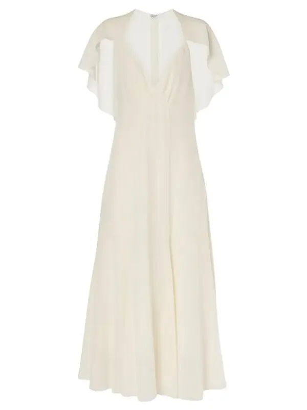 Chloé Silk Chiffon Midi Dress - White