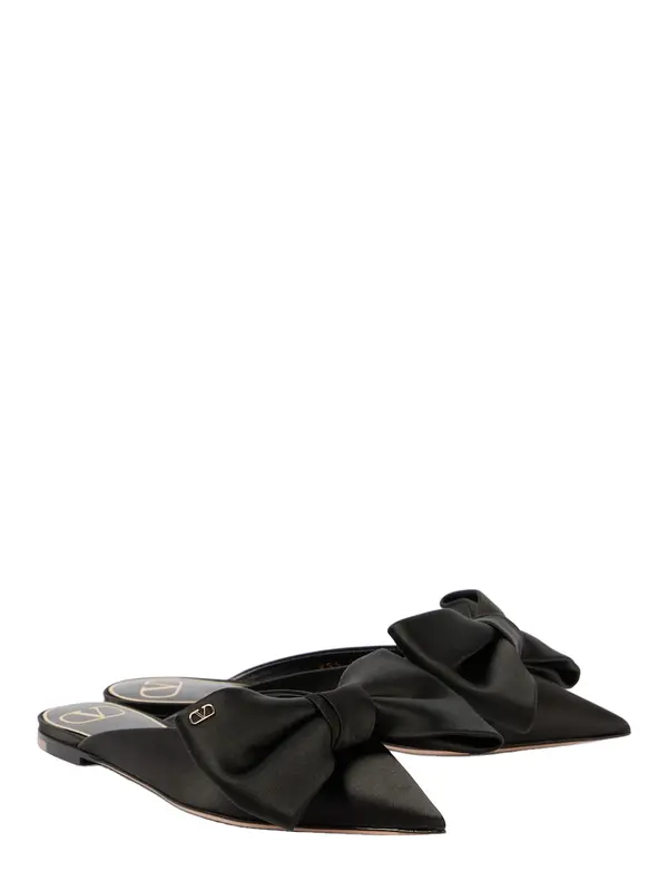 Valentino Garavani Un Château Bow Satin Mules - Black