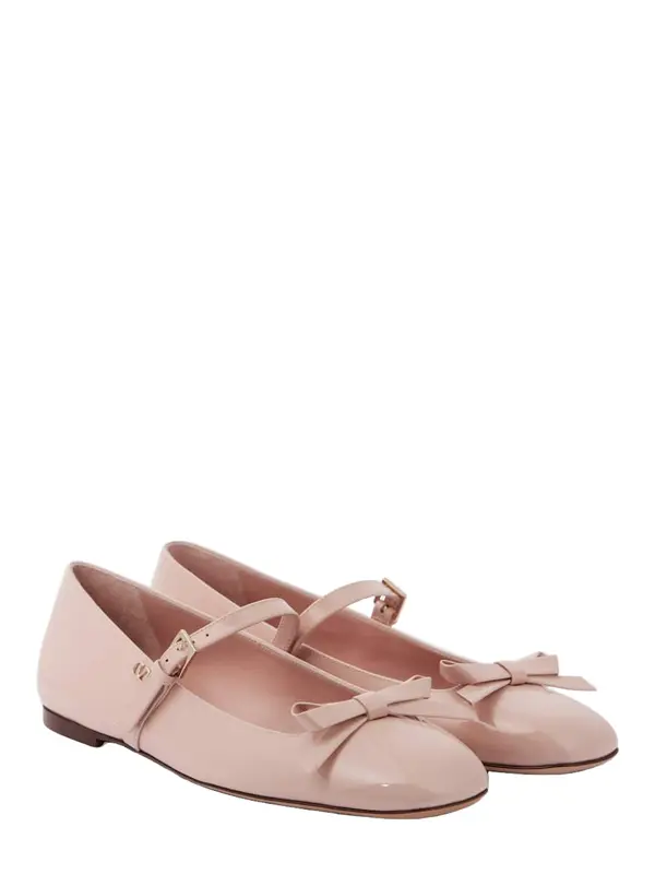 Valentino Garavani Romance Bow Patent Leather Mary Jane Flats - Pink