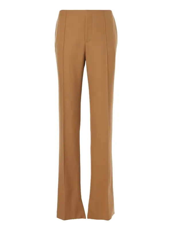 Chloé Mid-rise Straight Wool Pants - Brown