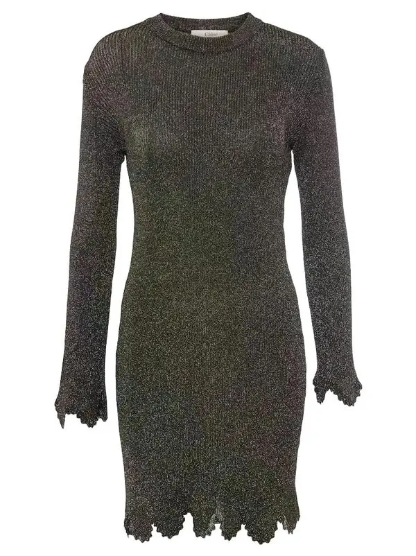 Chloé Scalloped Sweater Dress - Black