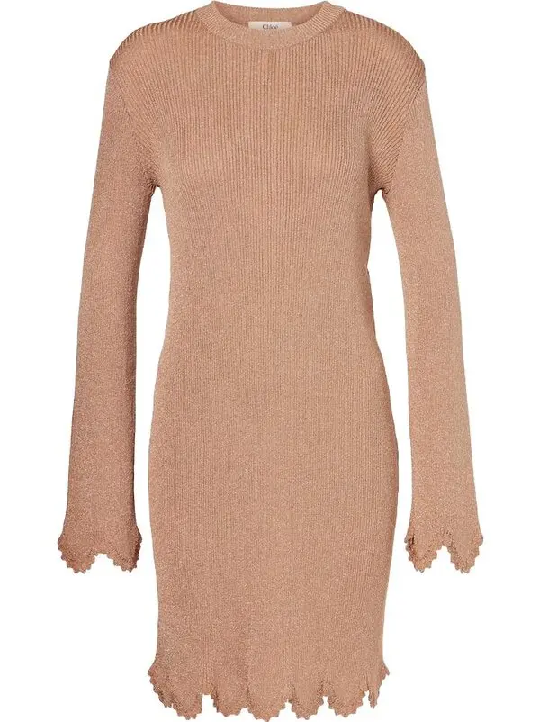Chloé Scalloped Sweater Dress - Pink