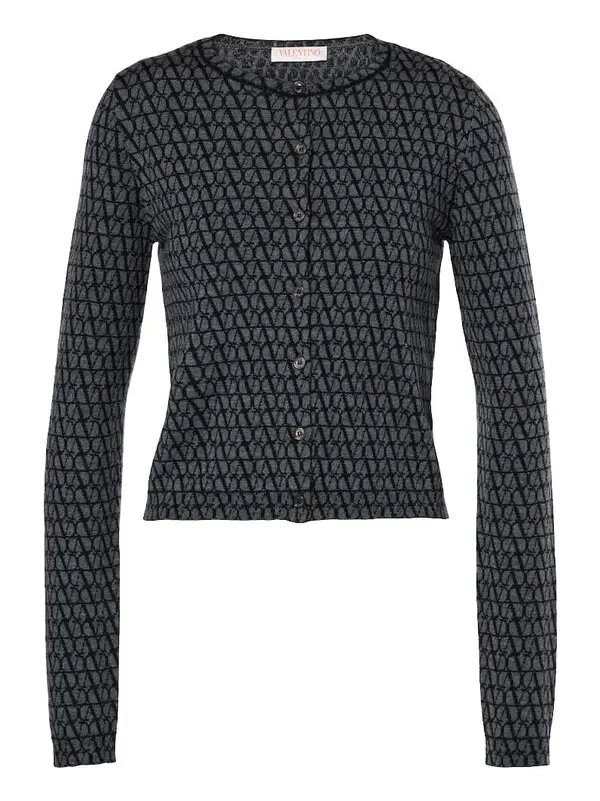 Valentino Garavani Toile Iconographe Virgin Wool Cardigan - Grey