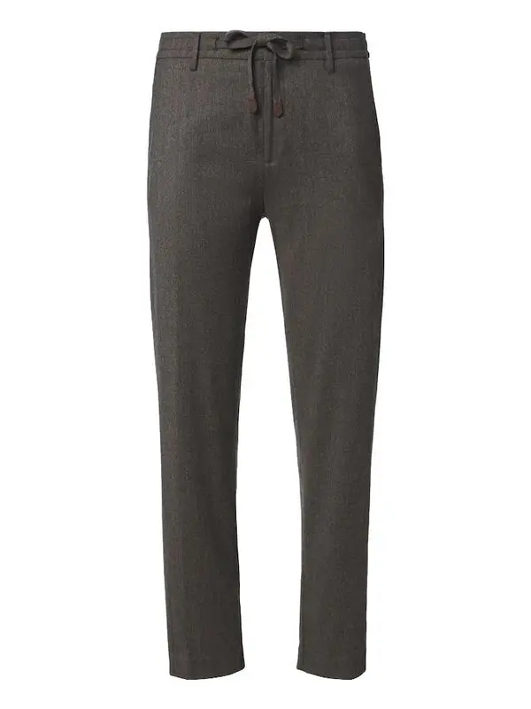 Canali Wool Straight Leg Trousers - Beige