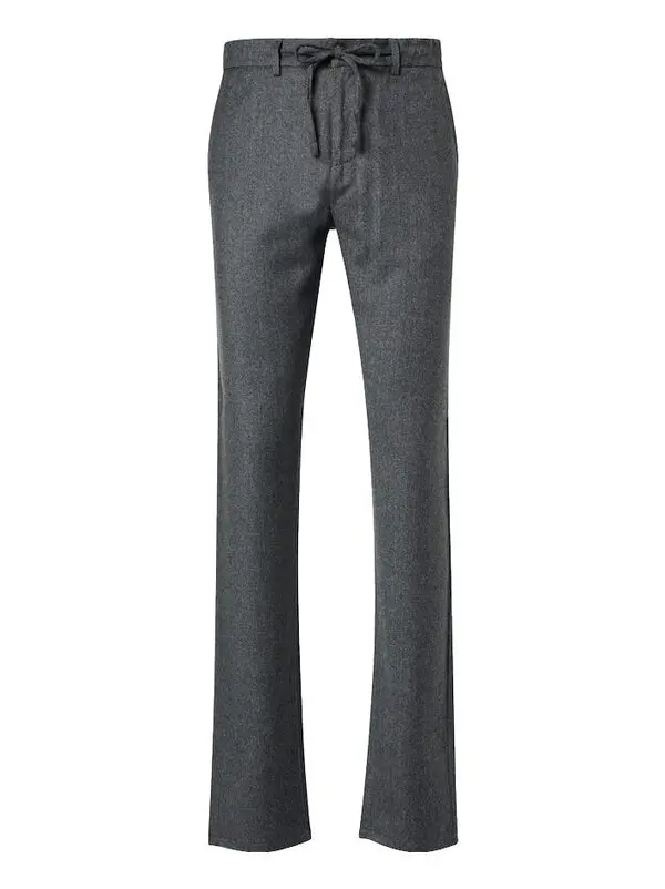Canali Wool Straight Leg Trousers - Grey