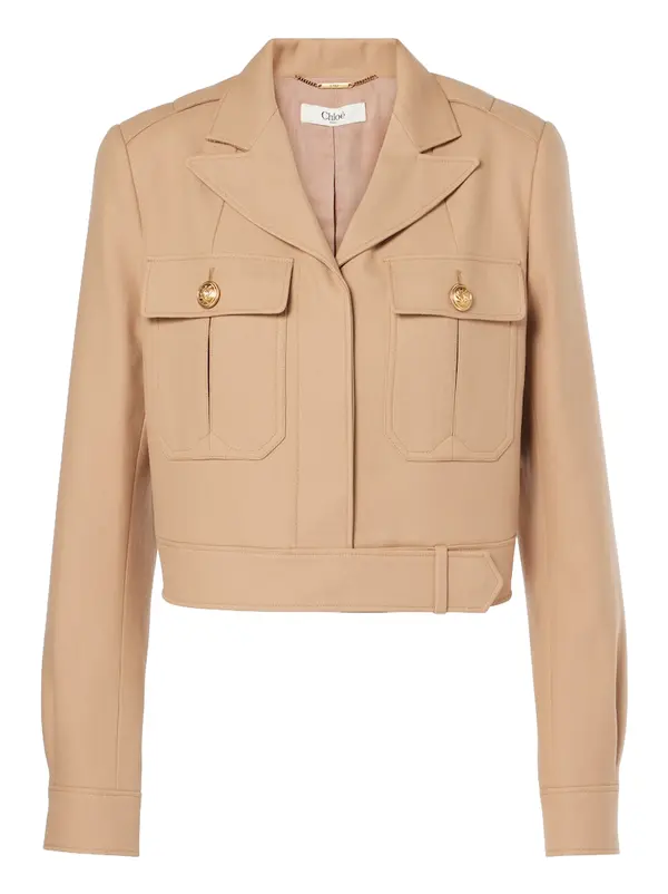 Chloé Cropped Cotton Jacket - Beige