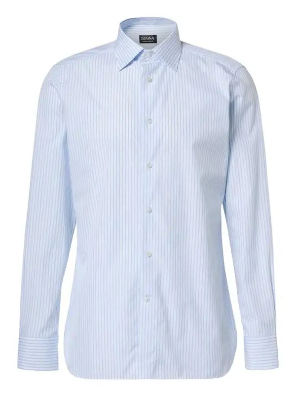 Zegna Striped Cotton Oxford Shirt - White