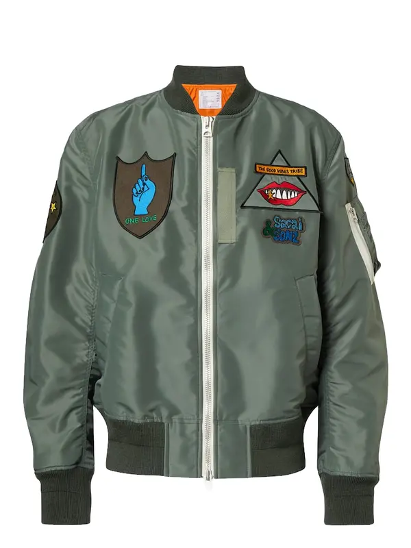 Sacai X Mark Gonzales Appliqué Bomber Jacket - Green