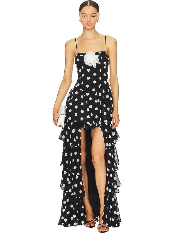 Majorelle Polka Dot Gown - Black