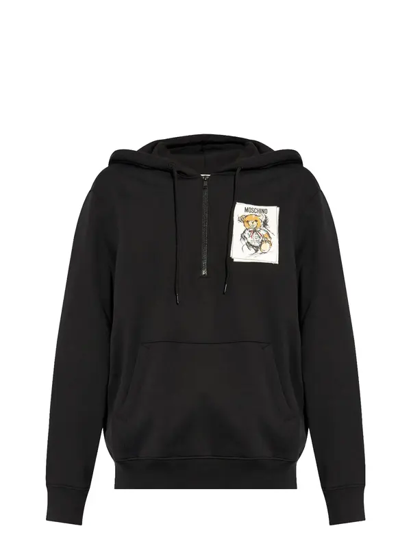 Moschino Patch Hoodie - Black
