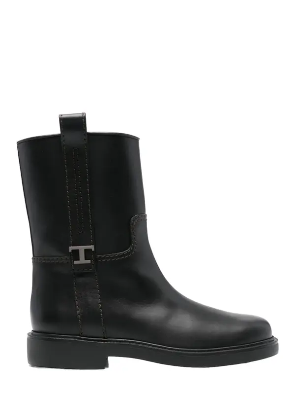 TOD'S Leather Biker Boots - Black