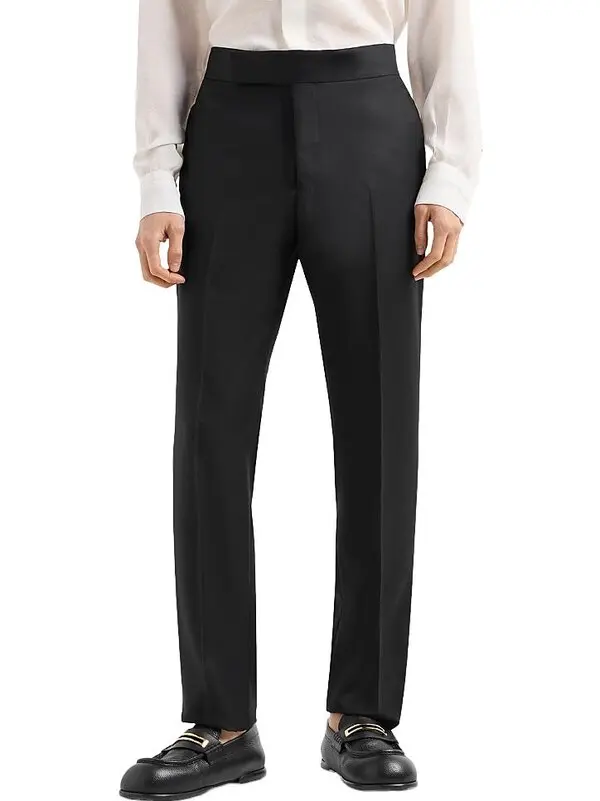 Emporio Armani Essential G Line Straight Leg Tuxedo Trousers - Black