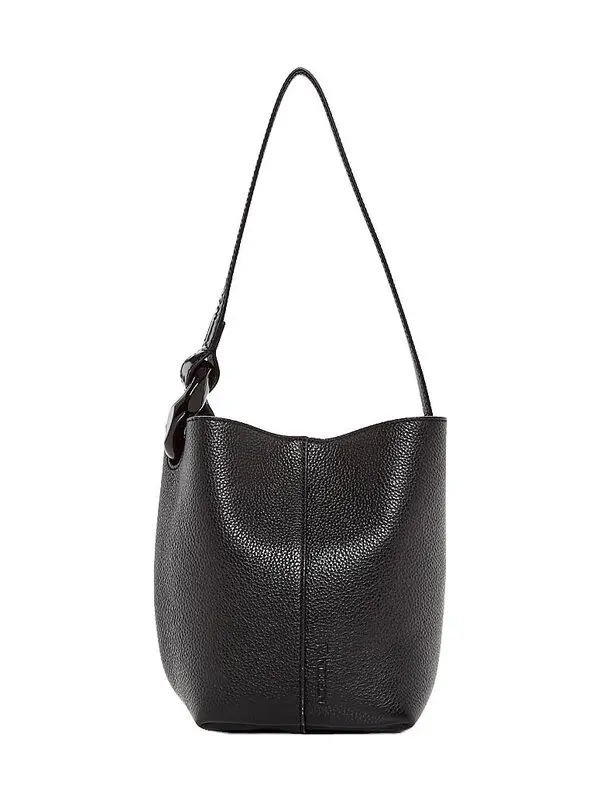 JW Anderson Corner Chain Leather Bucket Bag - Black