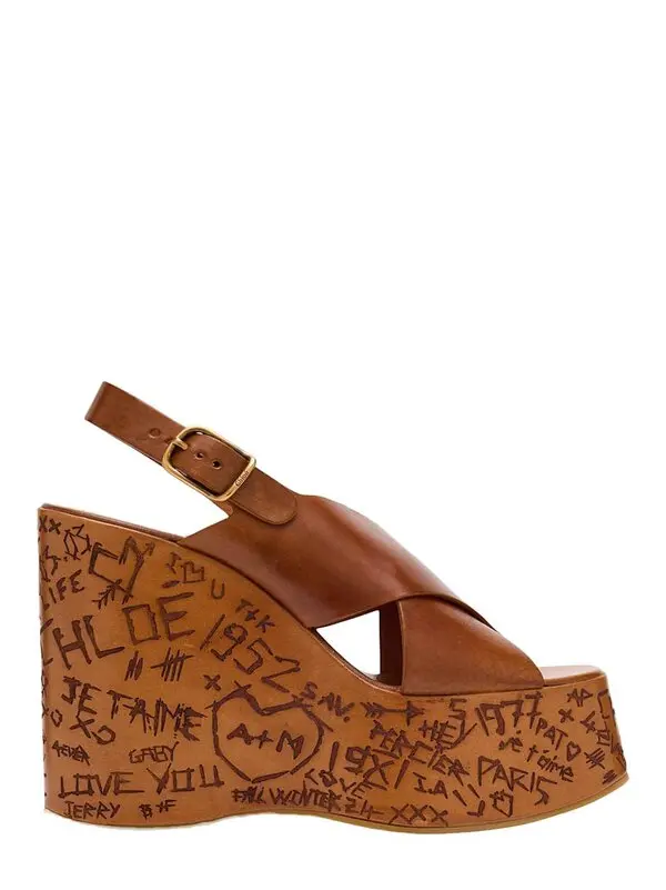 Chloé Maxime Leather Platform Sandals - Ginger Brown