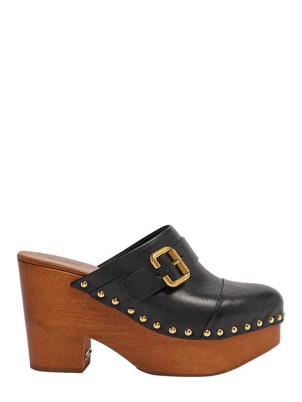 Chloé Jeannette Leather Platform Clogs - Black